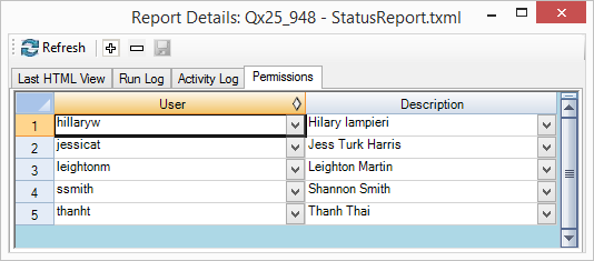 When you selecta report from the table in the main reports window and ...
